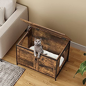 RunLexi Cat Litter Box Enclosure Furniture with Top Opening, Hidden Cat Washroom Furniture for 2 Large Cats, Extra Large Wooden Cat Litter House, Enclosed Modern Litter Box Cabinet, Rustic Brown
