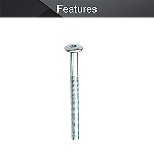 MroMax 10Pcs M6 x 80mm Flat Head Hex Socket Cap Screws Bolts, Blue Zinc Plated Carbon Steel Partial Thread Furniture Screws for Assemble Cabinets, Baby Beds, Tables and Chairs