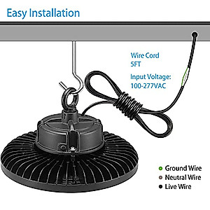 Qmix LED High Bay Light 150W 22,500LM UFO High Bay Light DLC/ETL Listed, 5000K Daylight, 600W MH Replacement, Commercial Bay Lighting Non-Dimmer