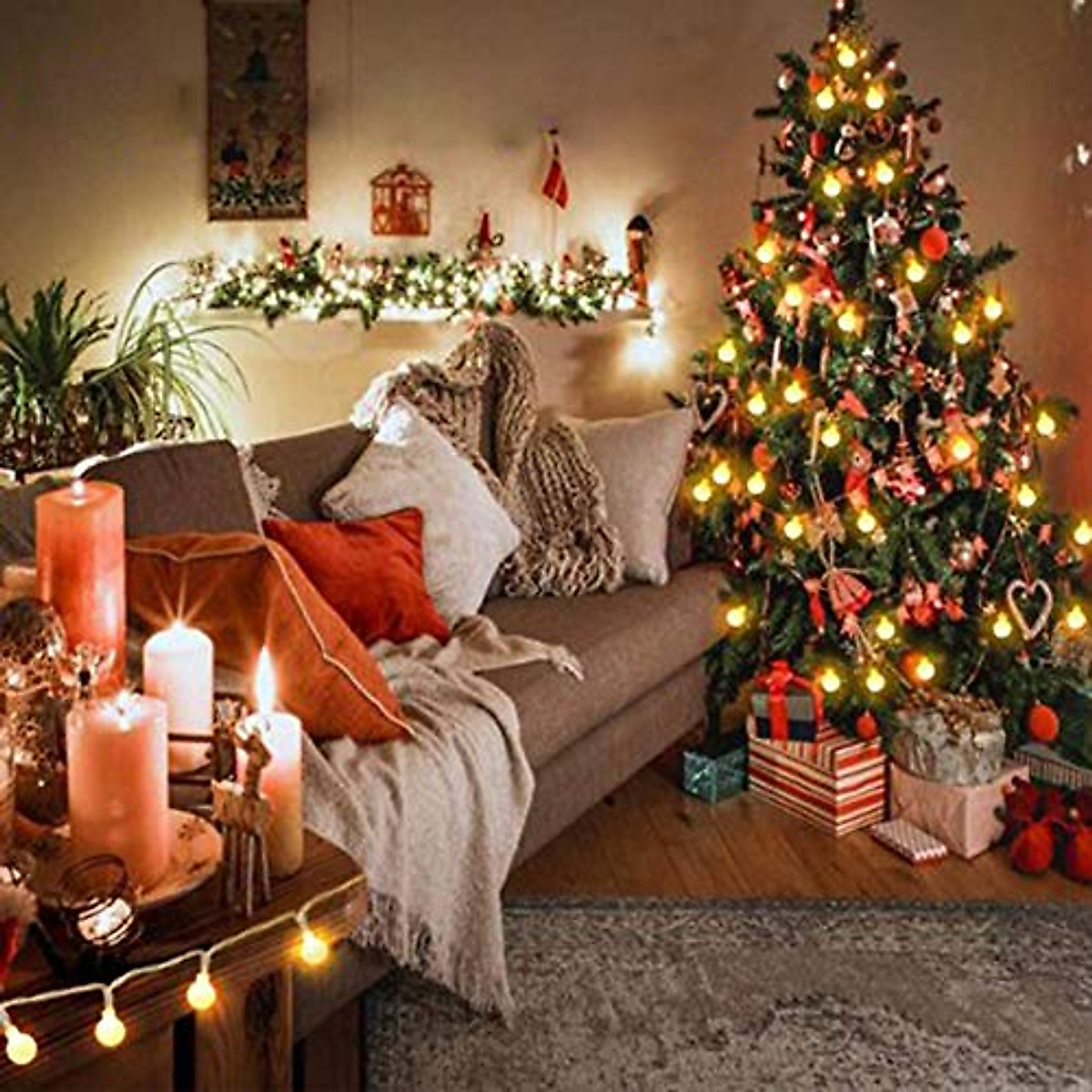 Cosumina 33 FT 80 LED Battery Operated Globe Ball String Lights Fairy String Lights Decor for Bedroom Patio Indoor & Outdoor Party Wedding Christmas Tree Garden Lawn Landscape with Remote Warm White