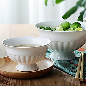 DOITOOL Ceramic Footed Bowl Round Bowl Dessert Display Stand Decorative Fruit Bowl Holder Dessert Bowl for Kitchen Counter Centerpiece Table Decor Fruit Tray ( White )