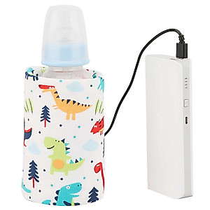 Portable Bottle Keep Warm, USB Travel Milk Heat Keeper Cotton Spandex Blend No Fluorescent Agent Baby Bottle Keep Warmer for Baby Milk (Dinosaur)