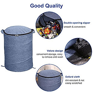 Toy Storage Baskets and Play Mats, Large Toy Organizer, Toy Storage Bags, Washable Drawstring Play Mat, Foldable Canvas Basket Suitable for Toy Bricks (Blue)