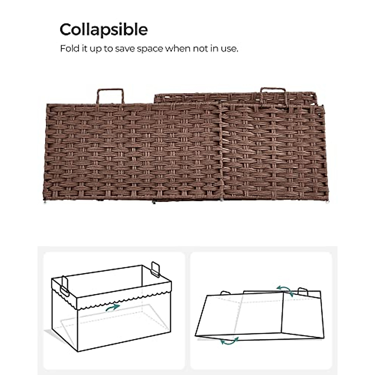 SONGMICS Laundry Basket, Laundry Hamper with 2 Removable Liner Bags & 3 Mesh Laundry Bags, 75L Sturdy Tall Laundry Bin, Freestanding Clothes Hamper with Handles, for Bathroom Dorm, Brown URST375K01