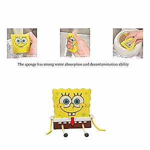 DISJOFEI Kitchen Cartoon Sponge Holder, Creative Cleaning Sponge Holder with 3pc Sponge, Kitchen Sink Sponge Holder