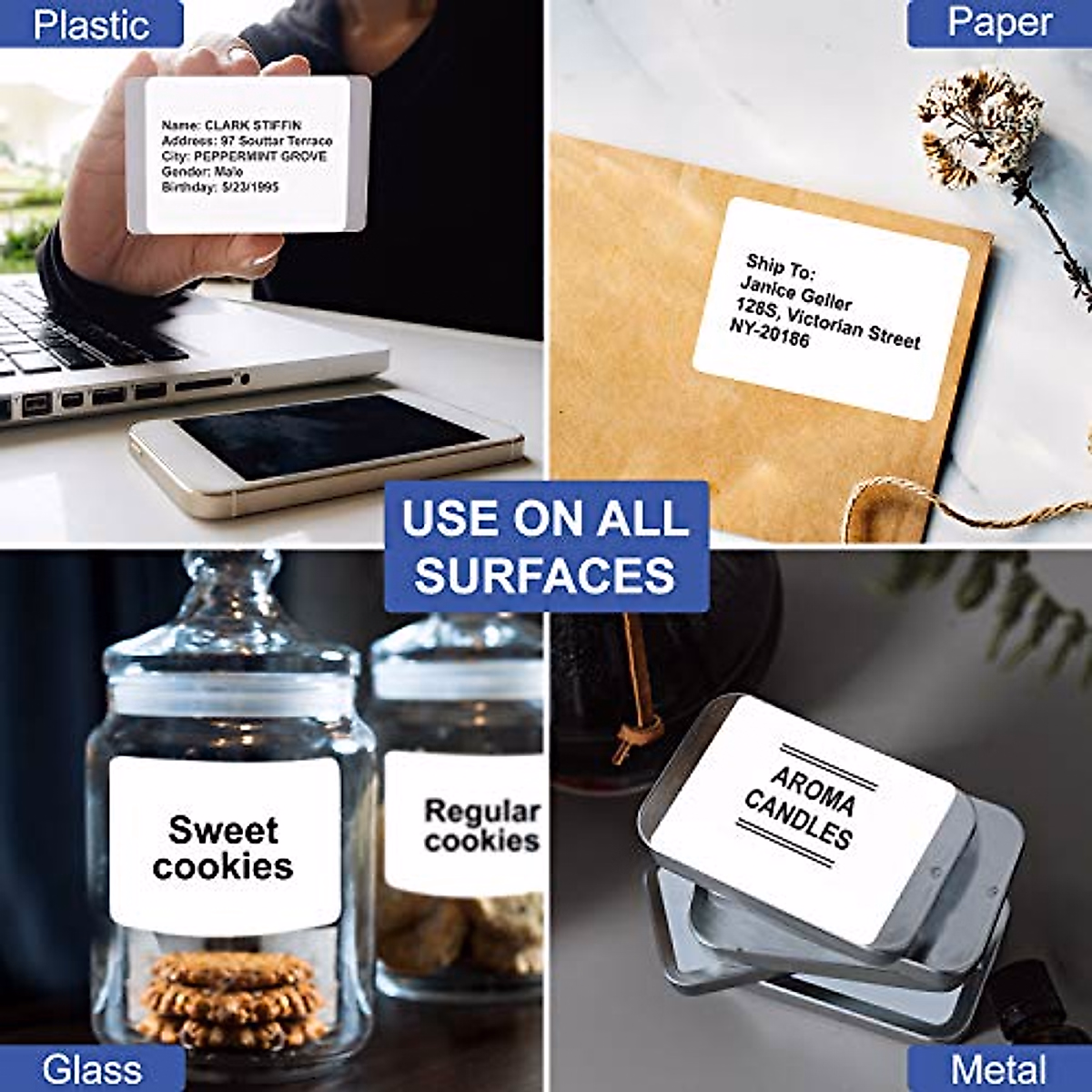 TYH Supplies Shipping Address Labels 3 1/3 x 4 Inch, White Matte, 300 Labels, Laser & Inkjet Printer, Strong Adhesive, Compatible with Avery 8164 & 5264 Template