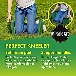 Miracle-Gro 4-in-1 Garden Stool – Multi-Use Garden Scooter with Seat – Rolling Cart with Storage Bin– Padded Kneeler and Tool storage - Accessible Gardening for All Ages + FREE Scotts Gardening Gloves