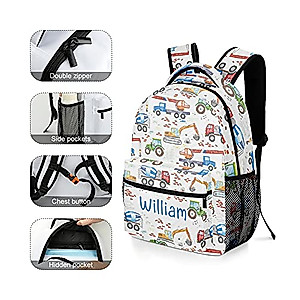Eiis Construction Tractor Excavator Personalized School Backpack for Kid-Boy /Girl Primary Daypack Travel Bookbag, P22889, One Size