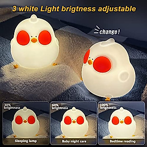 LISGHTJS Cute Night Light for Kids,Silicone Animal Night Light Portable Chick Night Lamp, USB Rechargeable Baby Nursery Lights,Kawaii Lights for Kids Room,Gifts for Toddler Boys Girls