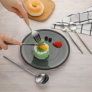 Devico Matte Silverware Set, 20-Piece 18/10 Stainless Steel Flatware Cutlery Utensils Tableware Set Service for 4, Great Gift for Friends/Family, Dishwasher Safe (4 sets, Silver-A)