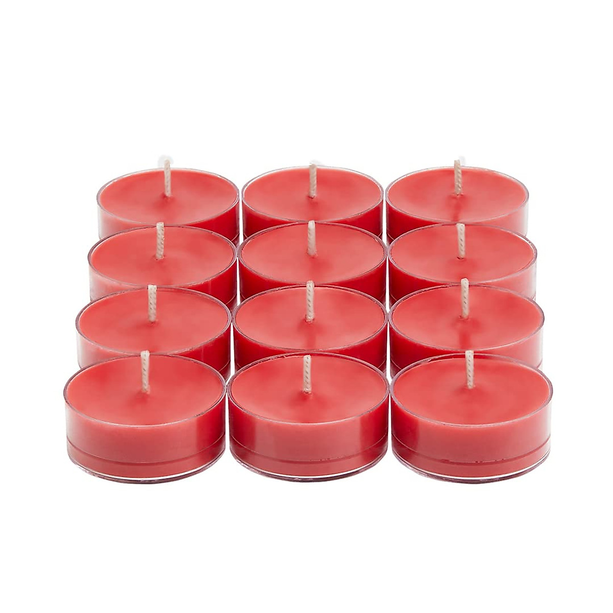 PartyLite After Dark™ Tealight Candles, Fragranced Colored Wax with Clear Container, 12 Pack Tea Lights, Made in The USA (After Dark™ Apple Velour)