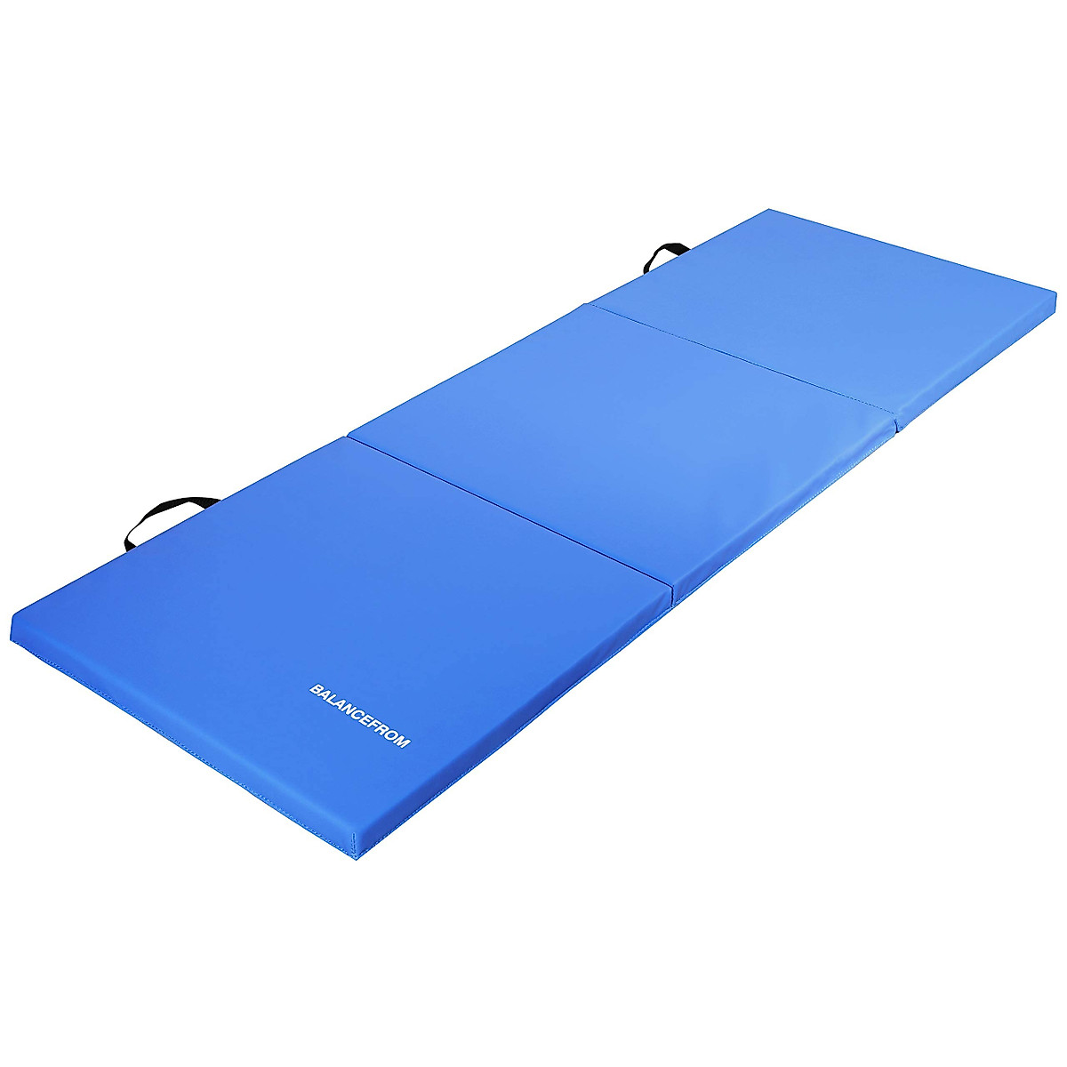 BalanceFrom 1.5" Thick Three Fold Folding Exercise Mat with Carrying Handles for MMA, Gymnastics and Home Gym, Blue