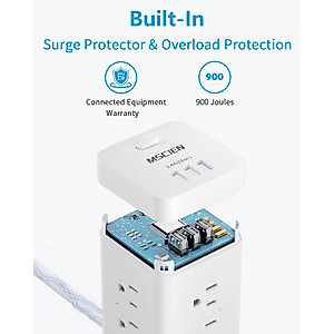 Power Strip Surge Protector with USB, Mscien 10 ft Extension Cord, Overload Surge Protection with 9 Outlets and 3 USB Ports, Wall Mount Charging Station for Home Office, 900 Joules, ETL Listed