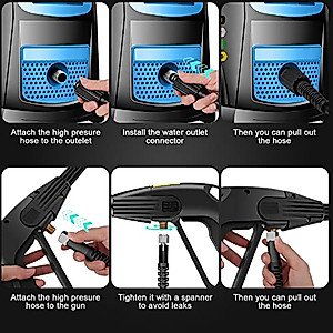 Electric Pressure Washer, Professional Electric Pressure Cleaner Machine with 4 Nozzles, Foam Cannon, 1800W High Power Washer with Soap Tank, IPX5 Car Wash Machine/Car/Driveway/Patio Clean