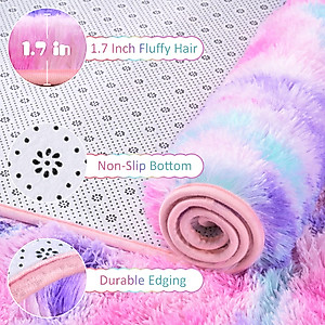 Chicrug Cute Fluffy Area Rug for Girls Bedroom, 5x8 Feet Fluffy Kids Rug for Room Decor, Shag Soft Dorm Playroom Rug, Bedside Rug for Baby Nursery Room, Hot Pink