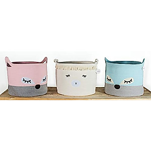 Woven Baby Basket for Nursery - Cute Blue Fox Baby Laundry Basket for Blankets, Stuffed Animal Toy Basket Storage with Handles, Large Decorative Baby Hamper Basket for Organizing Baby Shower