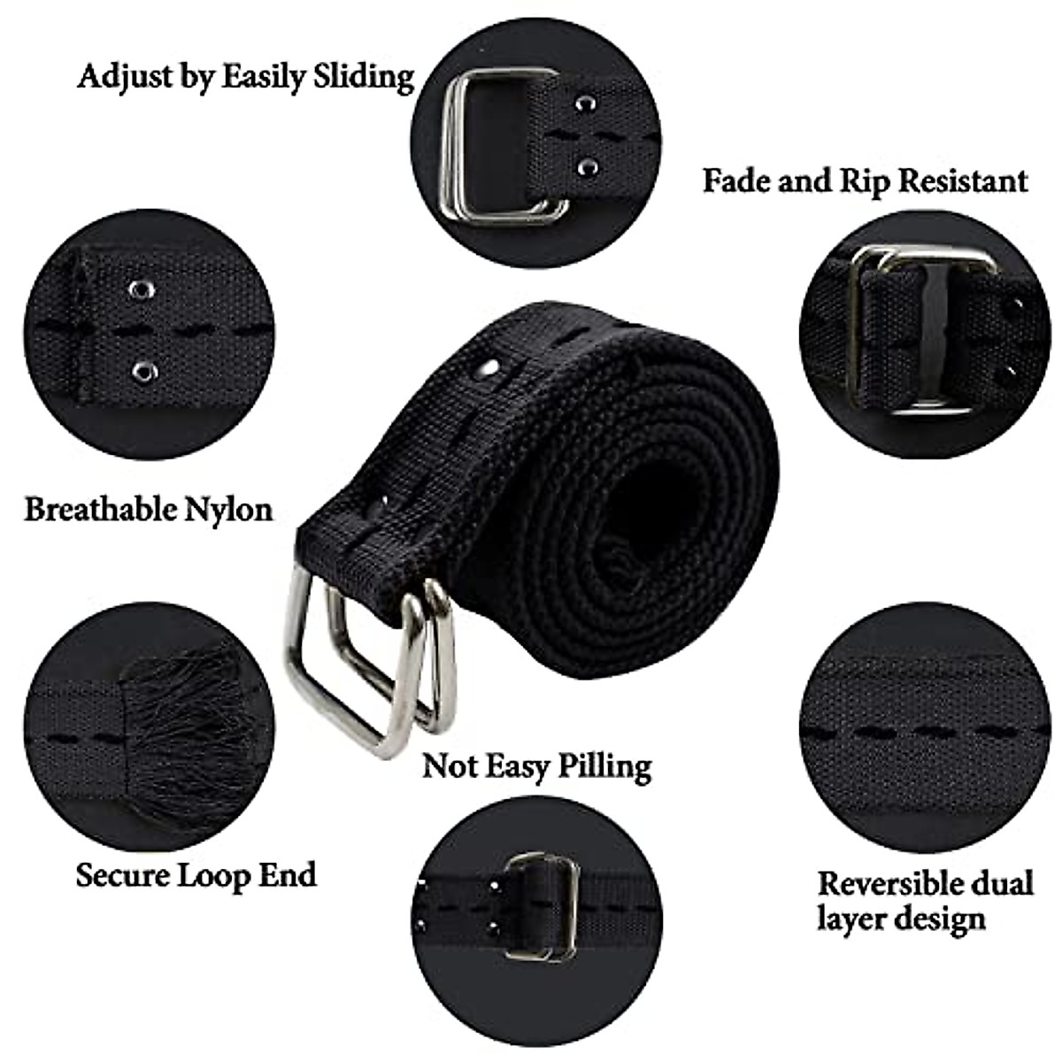 AKARMY Mens Canvas Belt, Solid Color Adjustable Strap Military Army Combat One Size Canvas Web Belt for Men/Women Casual Belt Black