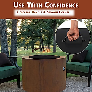 SIMOND STORE - Fire Pit Lid Round - Fire Pit Snuffer Lid 22 inch Diameter, Drop-in Burner Fire Pit Pan Lid- 1.5 mm Thickness- Grill Fire Ring Lid with Handle