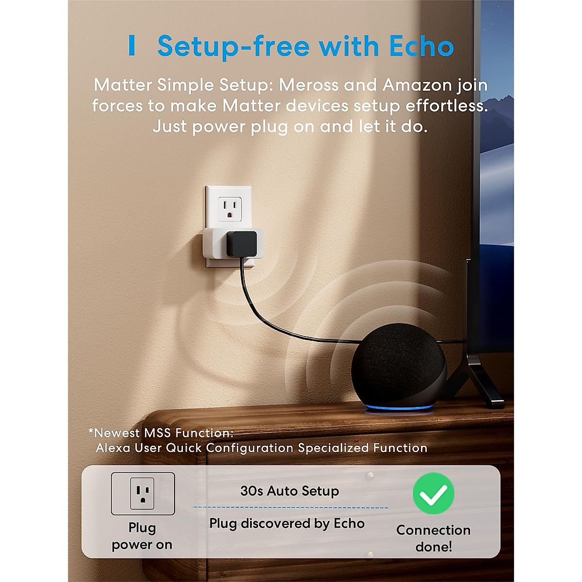 meross Smart Plug Mini, 15A & Reliable Wi-Fi, Support Apple HomeKit, Siri, Alexa, Echo, Google Assistant and Nest Hub, App Control, Timer, No Hub Needed, 2.4G WiFi Only, 1 Pack