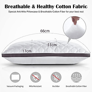 XCJC Sleep Bed Pillows 2 Pack: Comfort Luxury Standard Hotel Soft Pillows with Adjustable Fluffy Microfiber Filling Stuffing Washable Pillowcase for Back Stomach Side Sleepers - Size 20 x 26 Inches