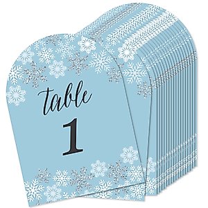 Big Dot of Happiness Winter Wonderland - Snowflake Holiday Party and Winter Wedding Double-Sided 5 x 7 inches Cards - Table Numbers - 1-20