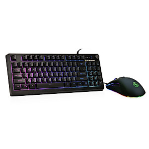 IOGEAR KORONA KORE II Compact Keyboard Combo - 89-Key Zone RGB Keyboard with 10-Key Function and Volume Control Knob, 26 Anti-Ghosting Keys, Plus 6200 DPI RGB Gaming Mouse (GKM601)