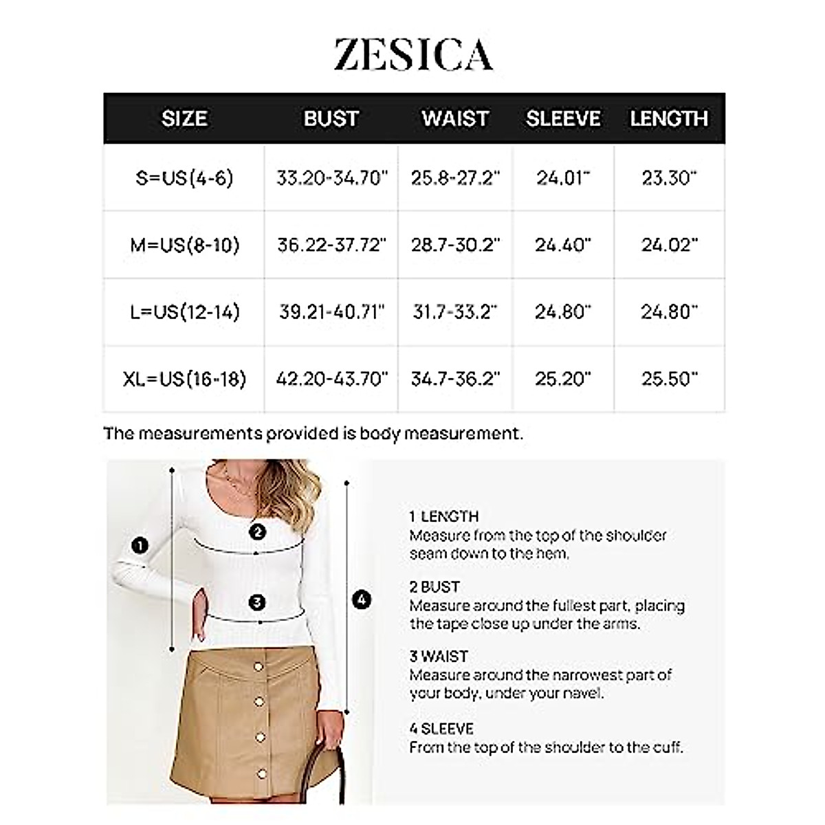 ZESICA Women's 2023 Long Sleeve Square Neck Shirts Fall Clothes Slim Fitted Ribbed Knit Sweater Basic Tee Tops,White,Large