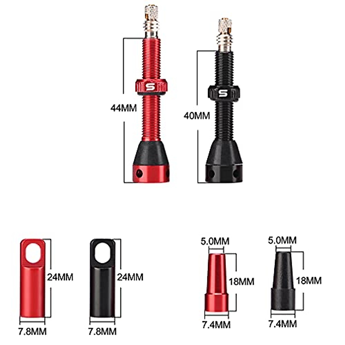 Tubeless Value Stems 40mm LITEONE Premium No Leak Tubeless Presta Valve Stems Kits with Integrated Value Core Remover Tool and Valve Stem Caps Fit Most Bicycle Tubeless Rims Pair Red