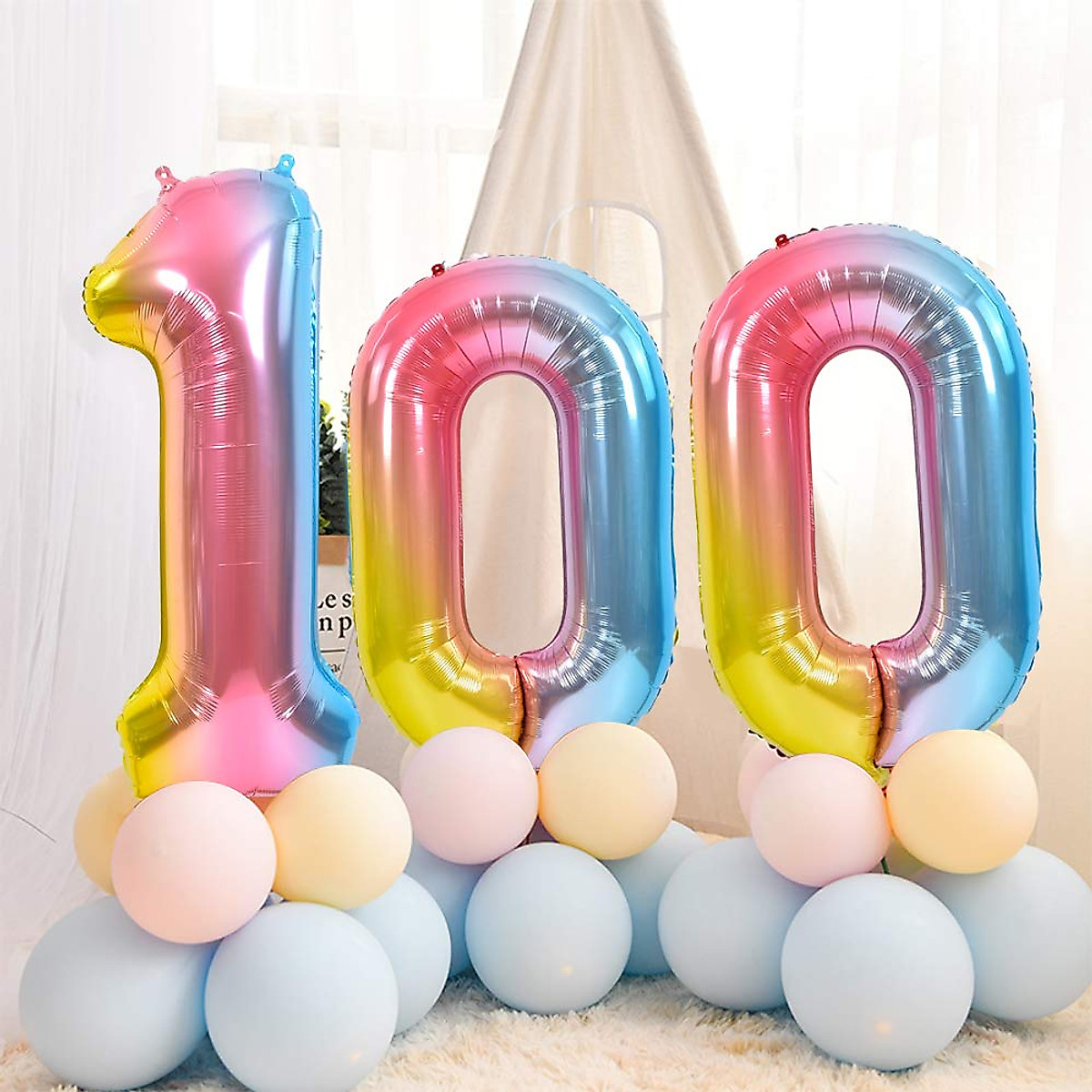 TONIFUL 40 Inch Rainbow Large Numbers Balloons 0-9, Number 5 Digit 5 Helium Balloons, Foil Mylar Big Number Balloons for Birthday Unicorn Party Anniversary Supplies Decorations