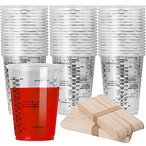 80pcs 8oz Disposable Epoxy Resin Mixing Cups, Clear Plastic Disposable Measuring Cups for Mixing Paint, Pigments, Epoxy Resins, Mixing Cups for Baking（80 Stirring Sticks Included）