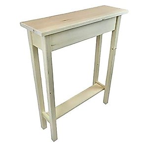 24" Narrow Console Sofa Table - Unfinished Foyer Pine Table With Bottom Storage Shelf