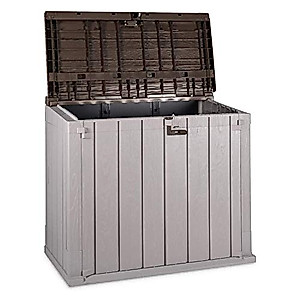 Toomax Stora Way All-Weather Outdoor XL Horizontal 5' x 3' Storage Shed Cabinet for Trash Can, Garden Tools, & Yard Equipment, Taupe Gray/Brown