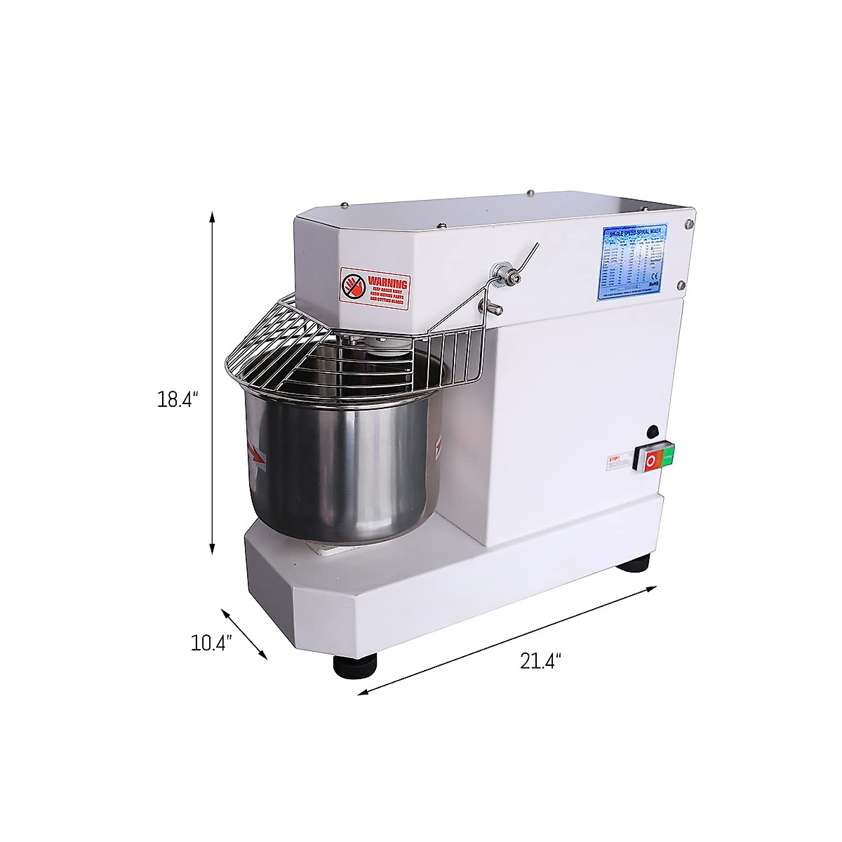 Hakka Commercial Dough Mixer, 5 Qt Spiral Mixer Food Mixer Machine Dual Rotating Dough Kneading Machine with Food-grade Stainless Steel Bowl, Security Shield & Timer