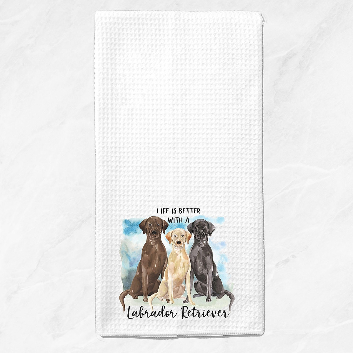Watercolor Life is Better with a Labrador retriever "Lab" Microfiber Kitchen Tea Bar Towel Gift for Animal Dog Lover