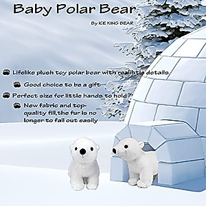 Ice King Bear Lifelike Baby Polar Bear Stuffed Animal - Plush Toy - 9 Inches Length