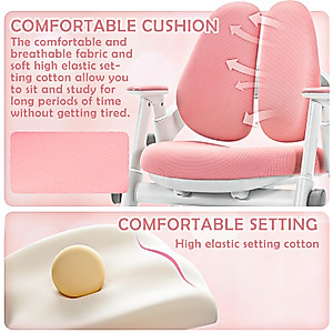 ROYALJOBO Adjustable Children's Table and Chair, Boys and Girls Aged 3 to 18 Years Old Learning Interest Chair, Adjustable Height, Suitable for Families, Schools,Student Chairs. (Pink)