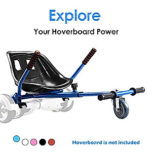 Hoverboard Seat Attachment Go Kart Accessories Conversion Kit, Transforming Self Balancing Scooter into Go-Kart, Adjustable Frame, Fits Kids to Adults, Compatible for 6.5'' 8'' 10'', Blue