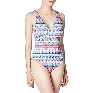 La Blanca Women's Standard Multi Strap Cross Back One Piece Swimsuit, Bird of Paradise//Global Jive, 6