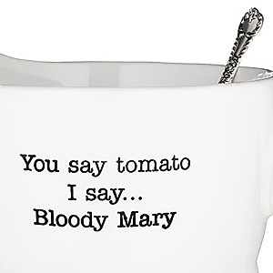 Mud Pie - 4551021 Mud Pie Ceramic Bloody Mary Pitcher Set 80 oz, 8.25 X 6.25, White