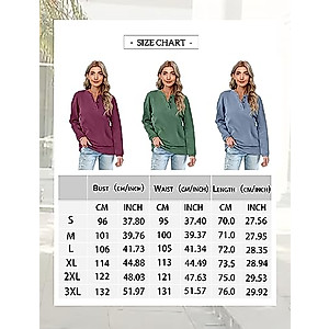 OFEEFAN Womens Sweatshirt Long Sleeve Blouses For Women Crew Neck Button Sweaters Green XL