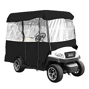 Happybuy Golf Cart roof up to 79" L Golf Cart Covers 4 Passenger Premium Tight Weave Ezgo Golf Cart Accessories Travel 4-Sided Fits Club Car（Black 011）