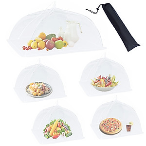 5 Pack Mesh Food Tents Food Covers for Outdoors, Pop-Up Food Nets Collapsible and Reusable Mesh Food Covers for Outside Party Picnics and Home Use