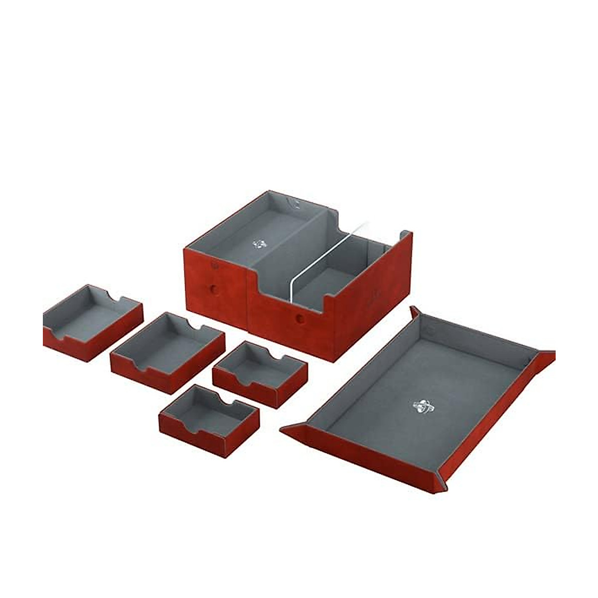 Gamegenic Game's Lair 600+ Convertible Deck Box in Red Color - Premium Game Storage Box Holds up to 600 Cards with Removable Cardboard