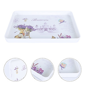 Cabilock Veggie Tray Plastic Plate Serving Tray with Lavender Flower Pattern Cupcake Dessert Dish Appetizer Candy Holder for Party Event Snacks Food Display Server Appetizer Serving Tray