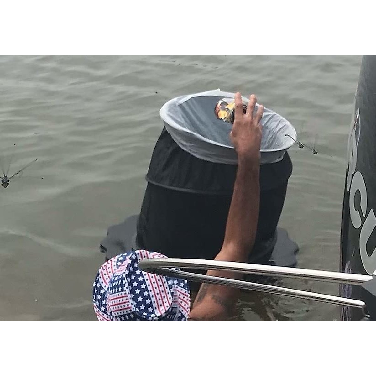 Nauti Floating Trash Can Light Weight Collapsible Floating Trash can. Perfect for Water and Outdoor Activities. Folds Flat for Easy Storage When not in use. Don’T BE Nauti, STASH You Trash!