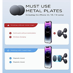 LISEN 2 Pack Magnetic Phone Holder for car Magnet car Mount for Cell Phone 10X Strong Magnets 360° Rotation Phone Holder for car Dashboard Mount fit for iPhone Samsung Google All Smartphones