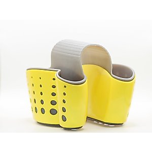 Sink Caddy Sponge Holder- Kitchen Sink Soap Holder-Plastic Saddle Faucet Caddy-Sink Organizer for Brushes, Sponges, Soap, Utensils (Yellow)