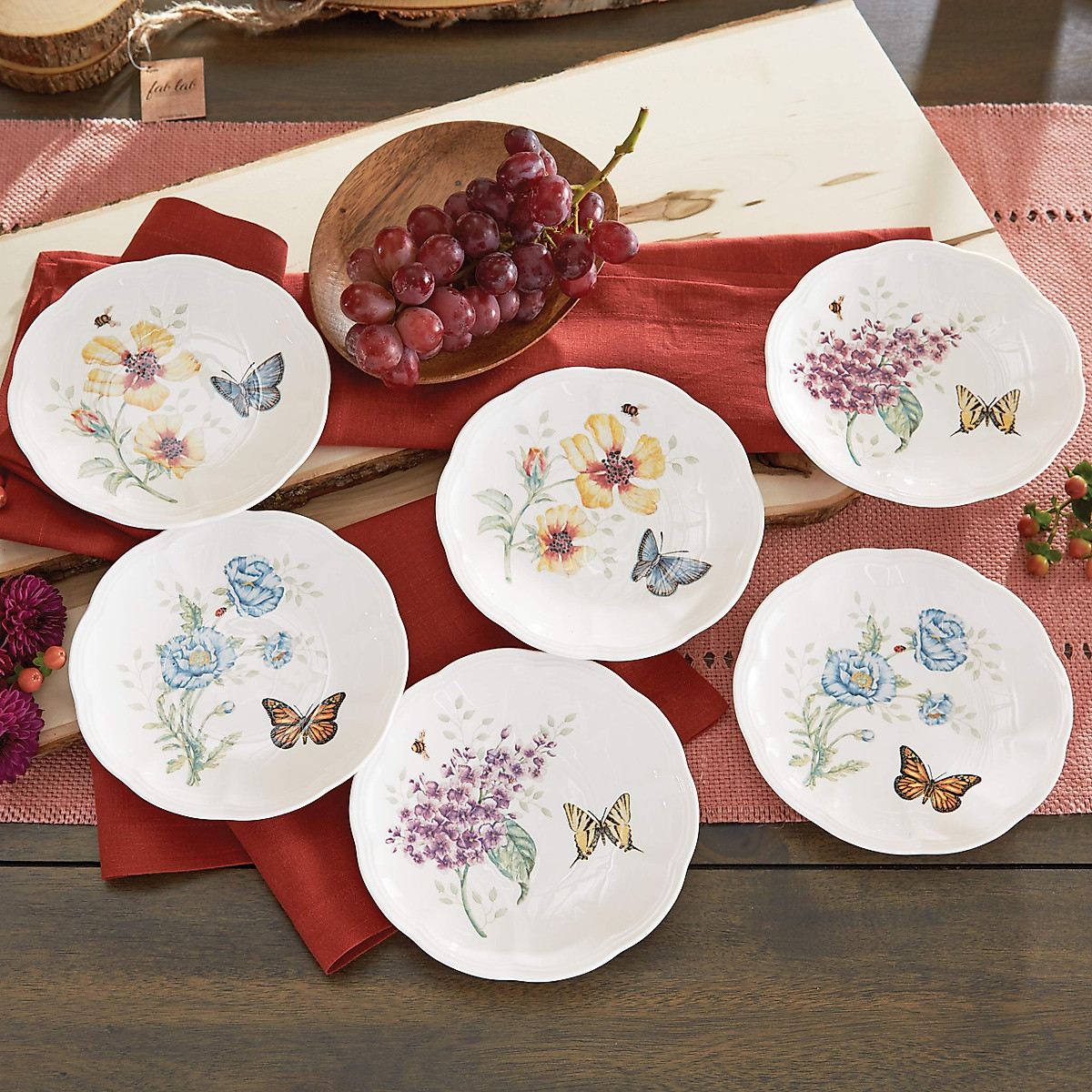 Lenox 817046 Butterfly Meadow 6-Piece Tidbit Plate Set