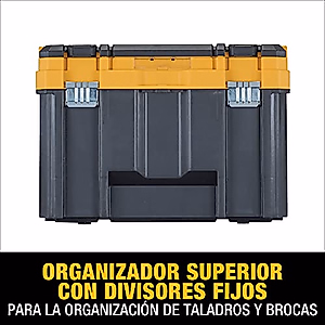 DEWALT TSTAK Tool Box, Extra Large Design, Fixed Divider for Tool Organization, Water and Debris Resistant (DWST17814),Black