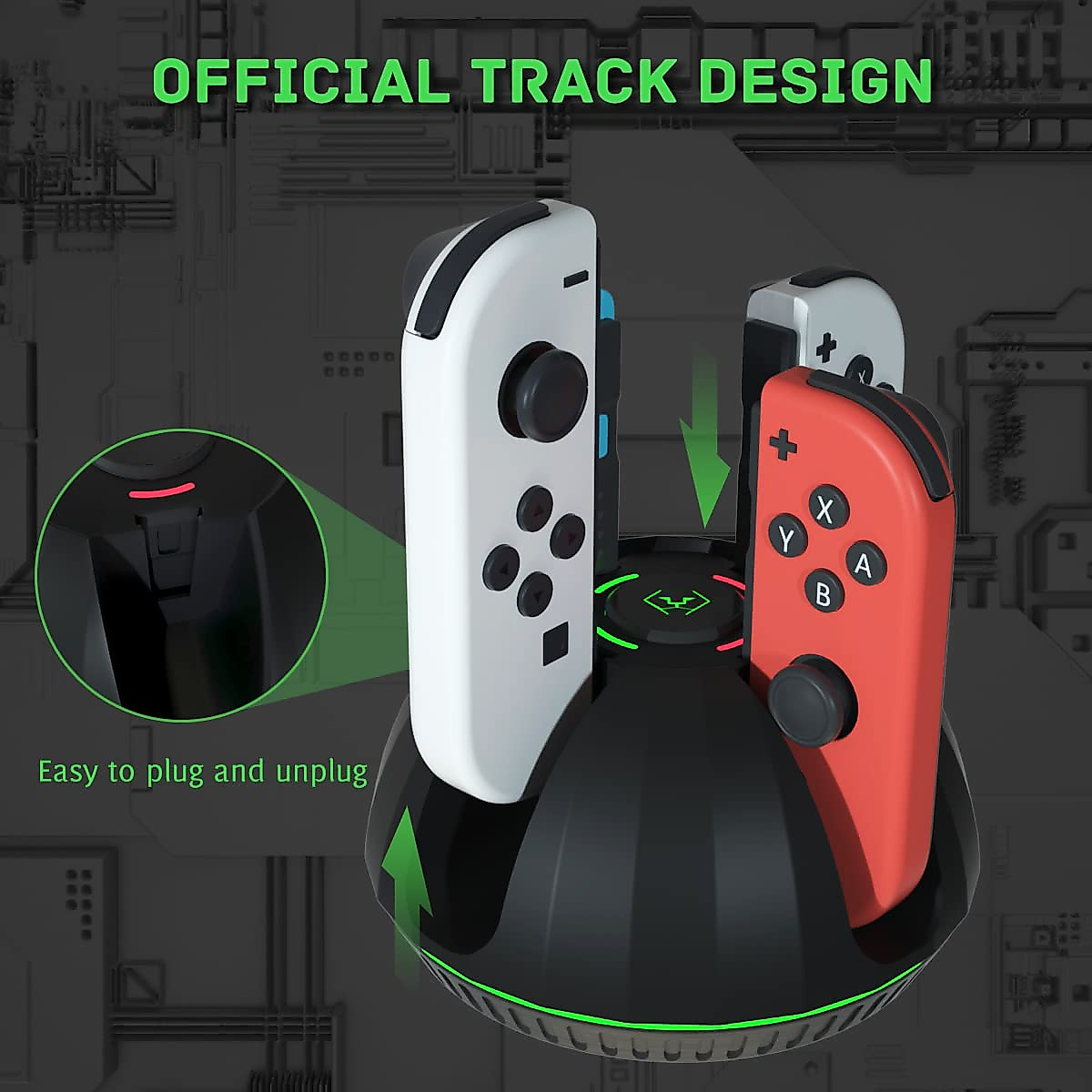 Switch Controller Charging Dock for Nintendo Switch Joycon,Switch Joycon Charger Compatible with Switch OLED Joy Con,4 in 1 Joycon Charging Dock with LED Indication and Charger Cable